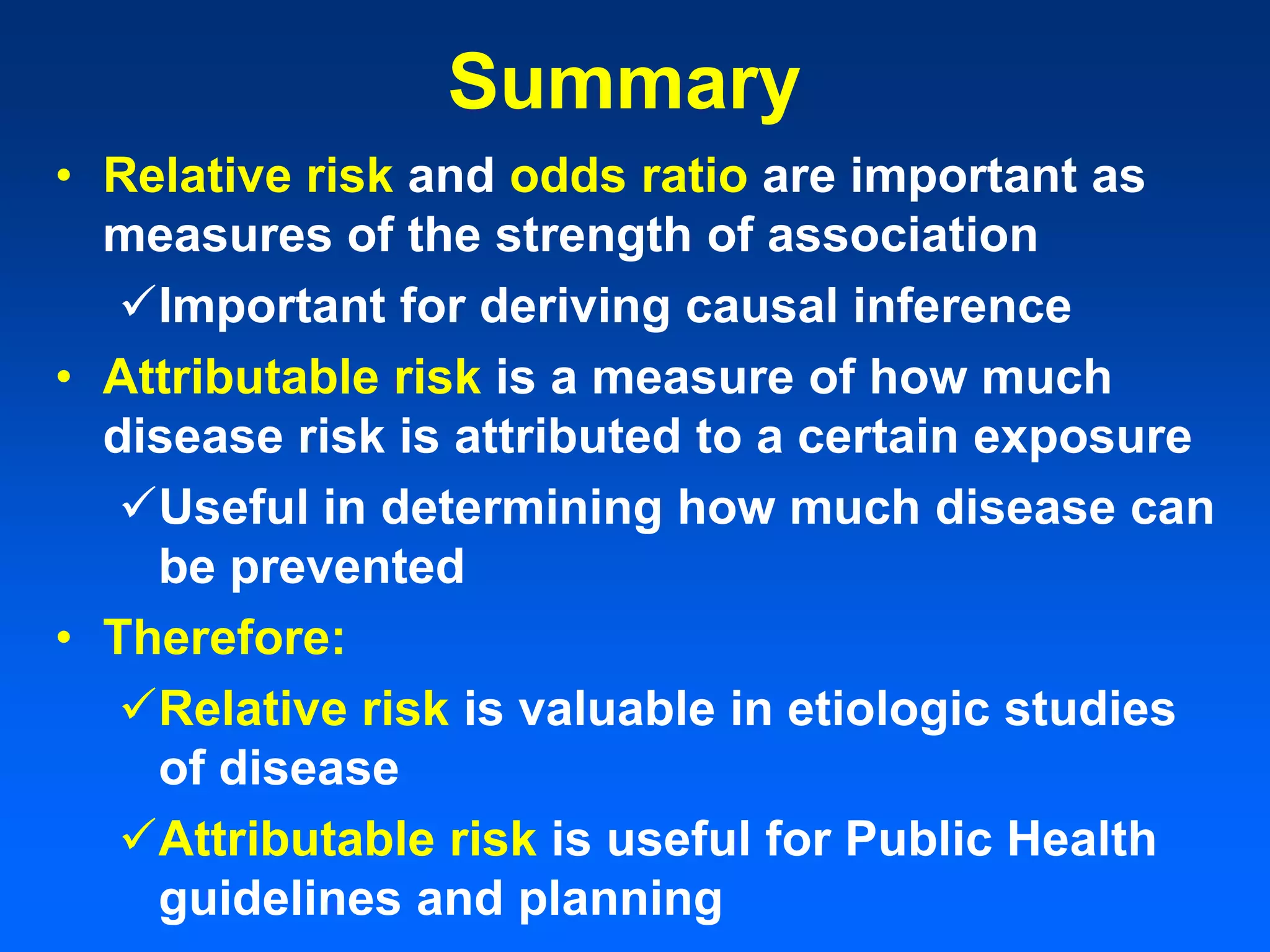 Relative and Attributable Risk For Graduate and Postgraduate Students ...