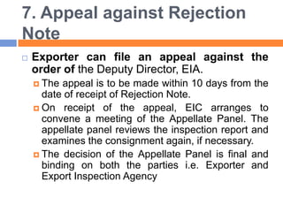 Pre- shipment inspection during Export | PPTX