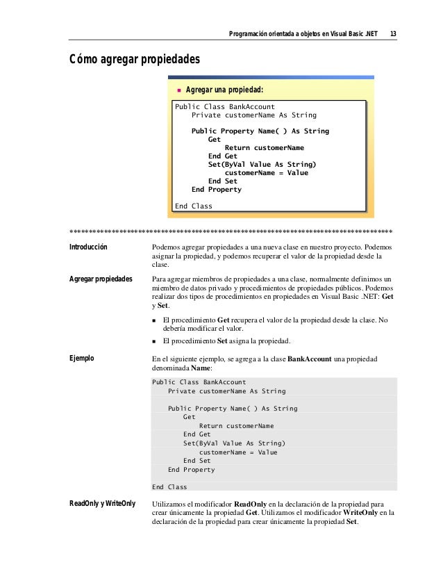 10 Programacion Orientada A Objetos En Visual Basic Net 