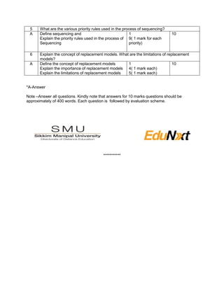 SEM 3 OM SUMMER 2014 ASSIGNMENTS | PDF | Education
