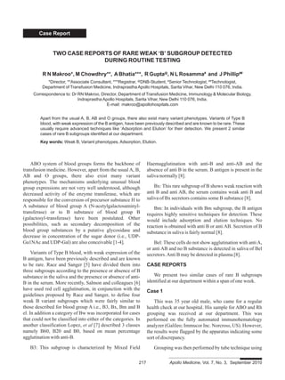 Two Case Reports of Rare Weak ‘B’ Subgroup Detected During Routine ...