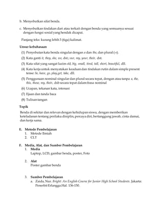 RPP Describing things - Kurikulum 2013 Bahasa Inggris SMP/MTs | DOCX