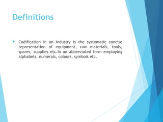 ravi kumar standardization & codification presentation | PPT
