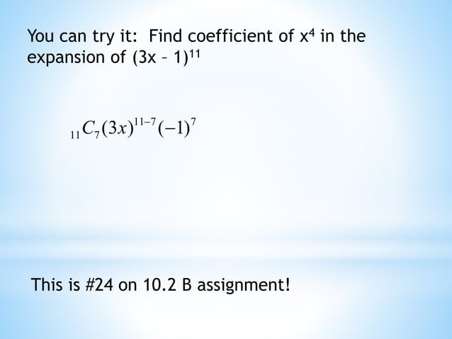 10.2 using combinations and the binomial theorem | PPT