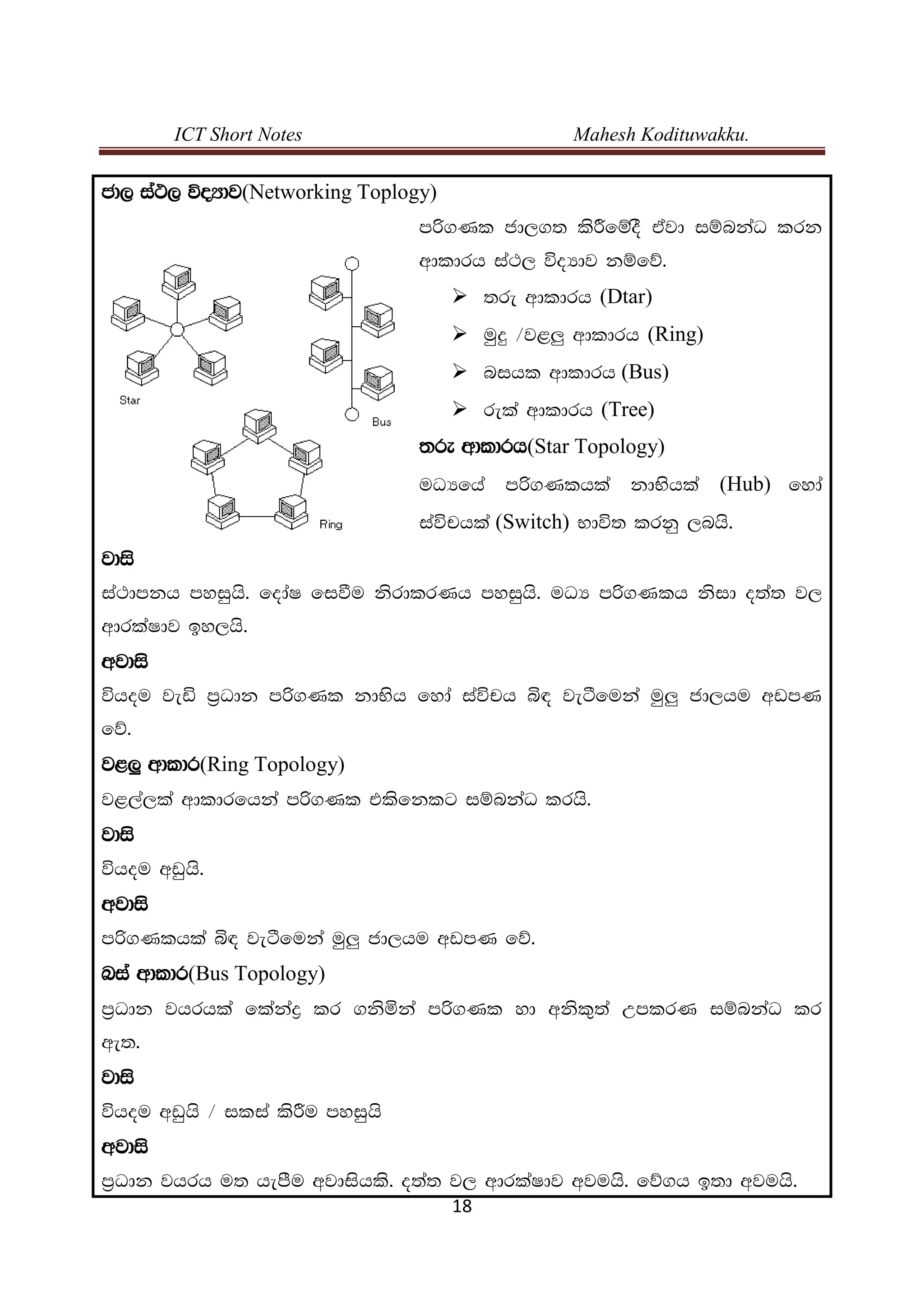 Grade 10 ICT Short Notes in Sinhala(2015) | PDF