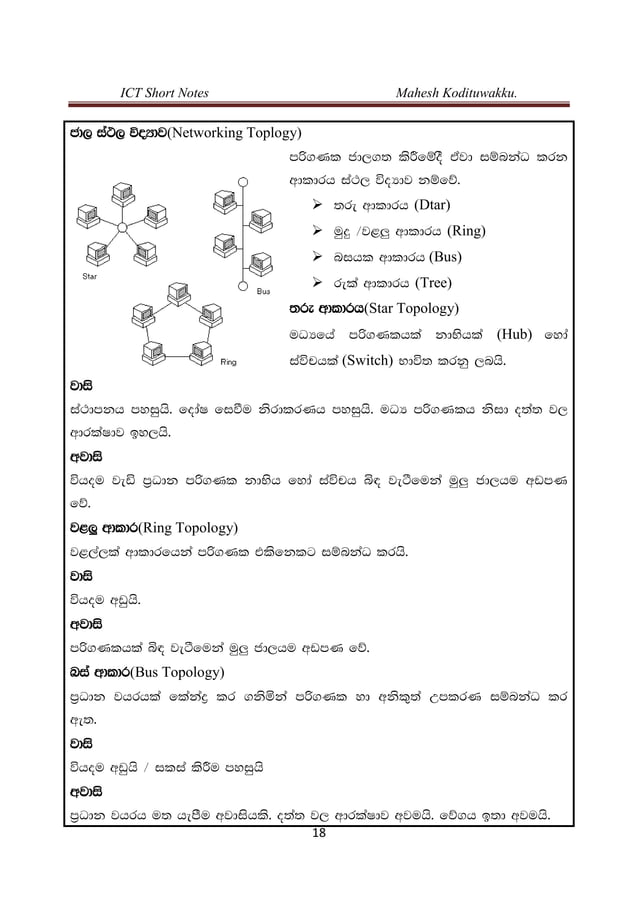 Grade 10 ICT Short Notes in Sinhala(2015) | PDF