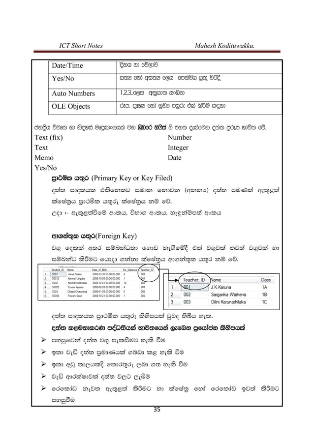 Grade 10 ICT Short Notes in Sinhala(2015) | PDF