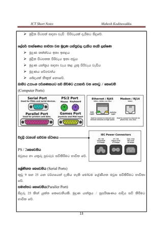 Grade 10 ICT Short Notes in Sinhala(2015) | PDF
