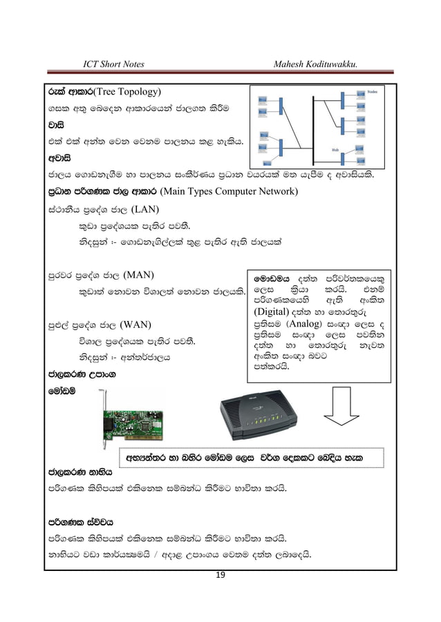Grade 10 ICT Short Notes in Sinhala(2015)