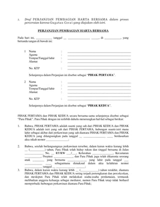 10. perjanjian pembagian harta bersama | PDF