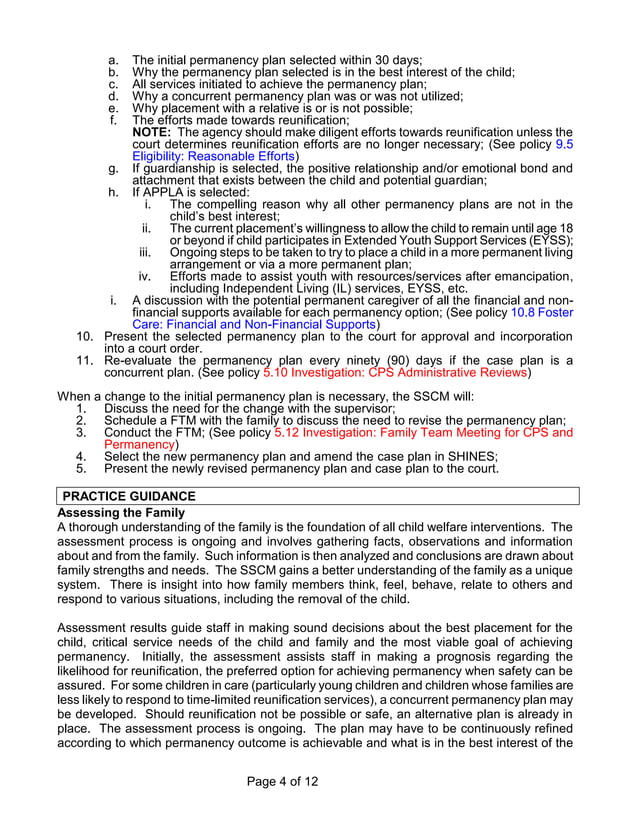 10.22 permanency planning | PDF | Adoption and Fostering | Parenting
