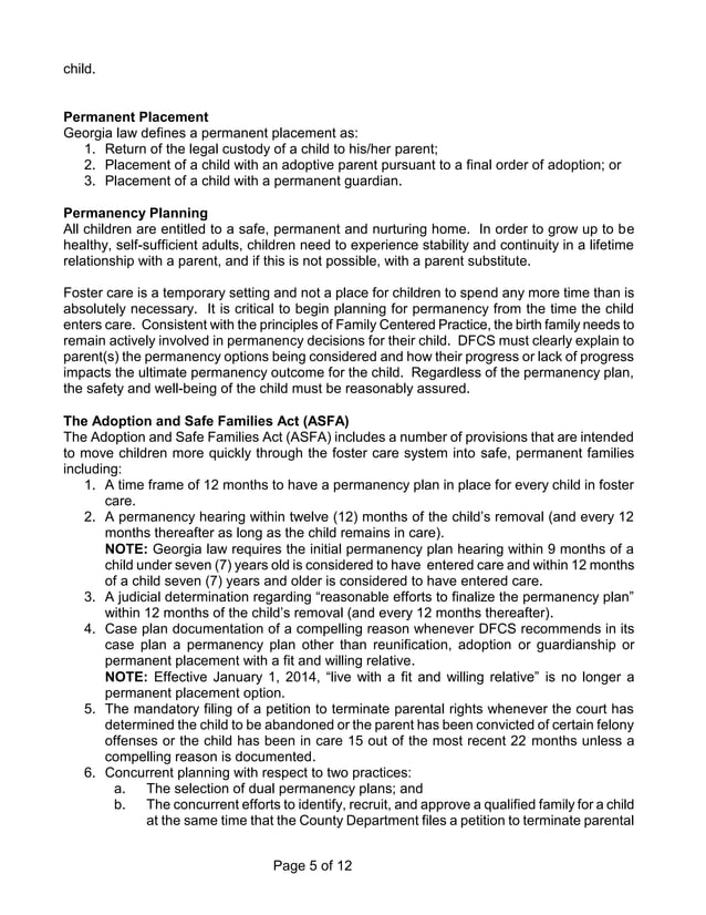 10.22 permanency planning | PDF | Adoption and Fostering | Parenting