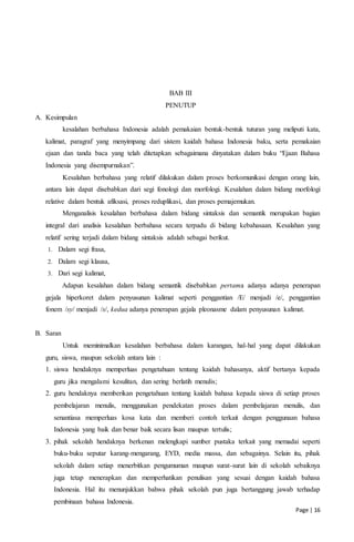 Makalah Analisis Kesalahan Berbahasa Indonesia | DOCX