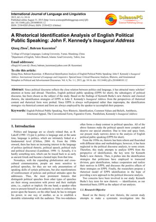 A Rhetorical Identification Analysis of English Political Public ...