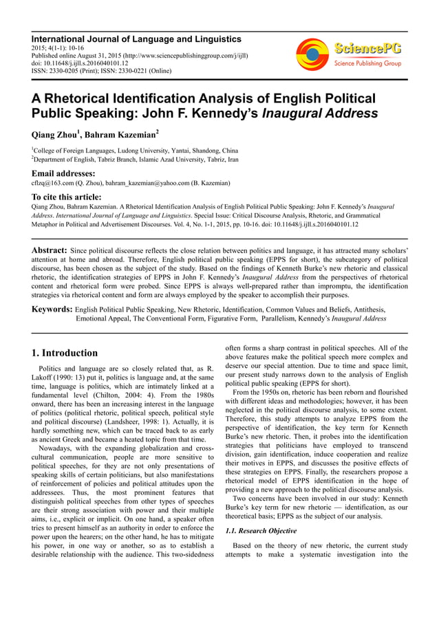 A Rhetorical Identification Analysis of English Political Public ...