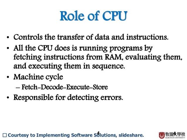 Role Of Cpu