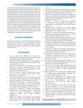 Design, Formulation and Evaluation of Atenolol Gastro Retentive Floating Tablets | PDF