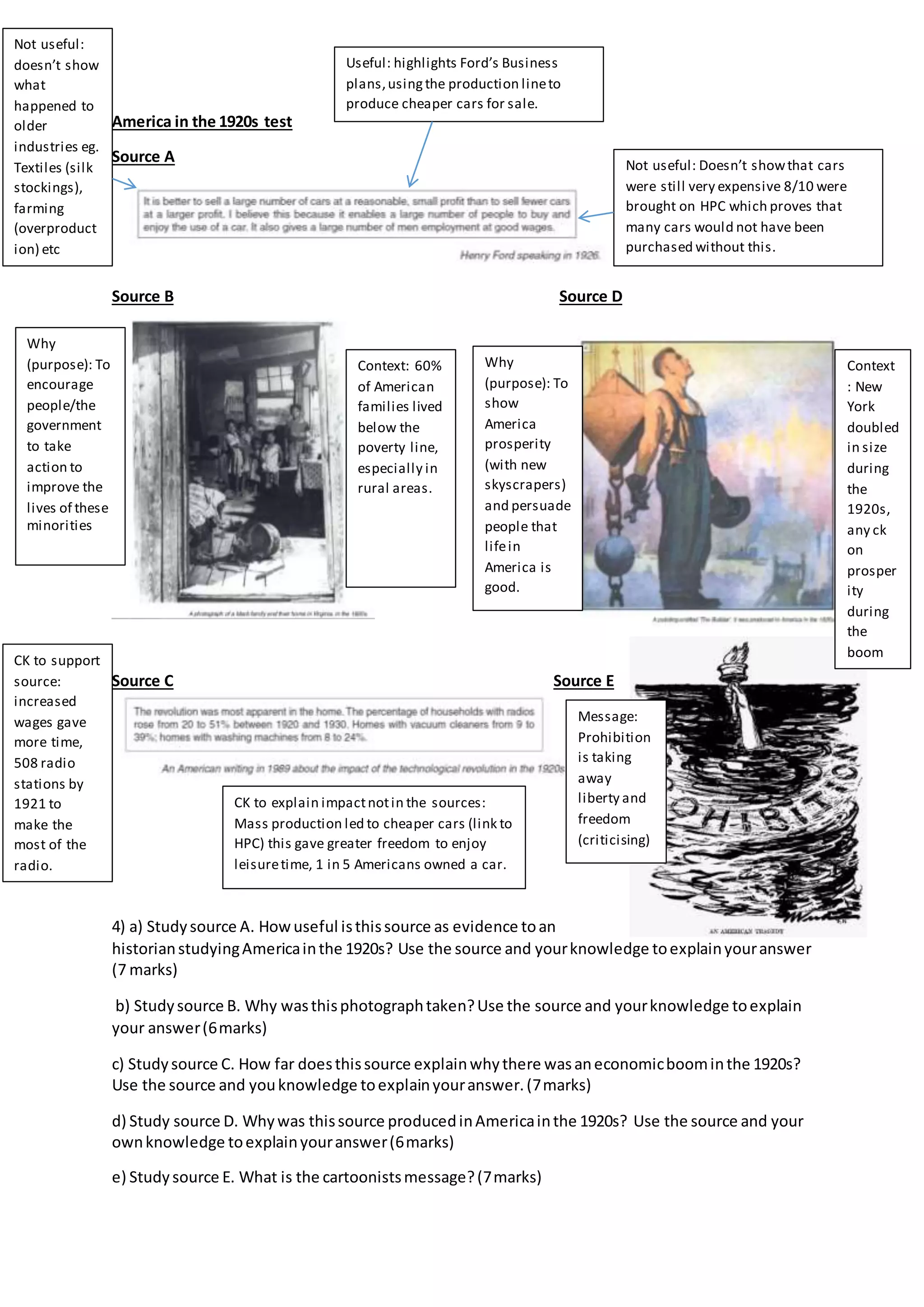 America 1920's Question 4 sources | DOCX