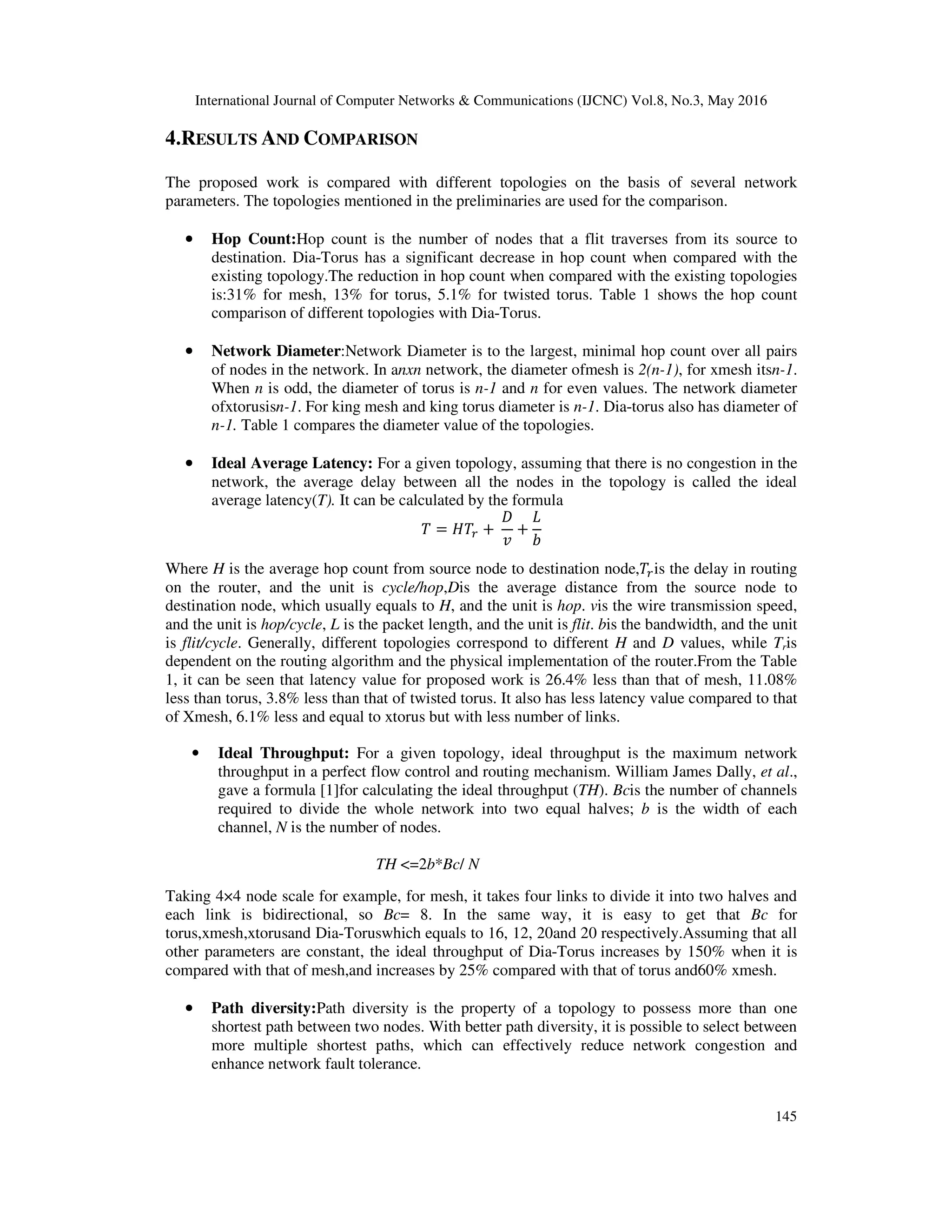 DIA-TORUS:A NOVEL TOPOLOGY FOR NETWORK ON CHIP DESIGN | PDF