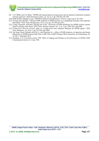 COMPARATIVE STUDY OF PAPR REDUCTION ON SPECTRUM AND ENERGY EFFICIENCIES USING CLIPPING AND ...