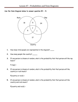 venn diagrams advandced math problem with solution | PDF
