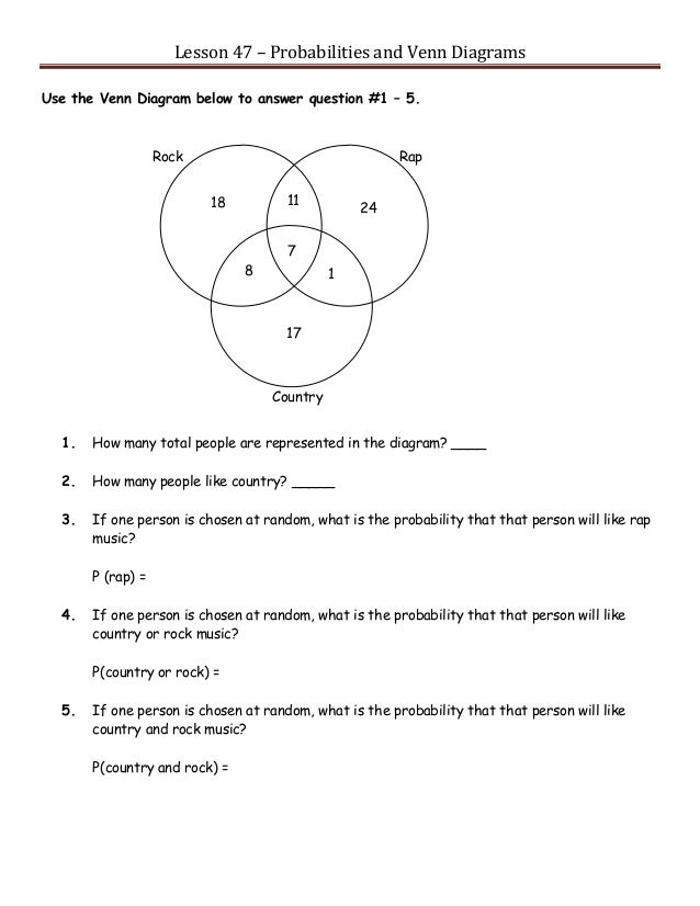 DIAGRAM Lesson 47 Probabilities And Venn Diagrams Answers MYDIAGRAM DIAGRAM Lesson 47 Probabilities And Venn Diagrams Answers MYDIAGRAM