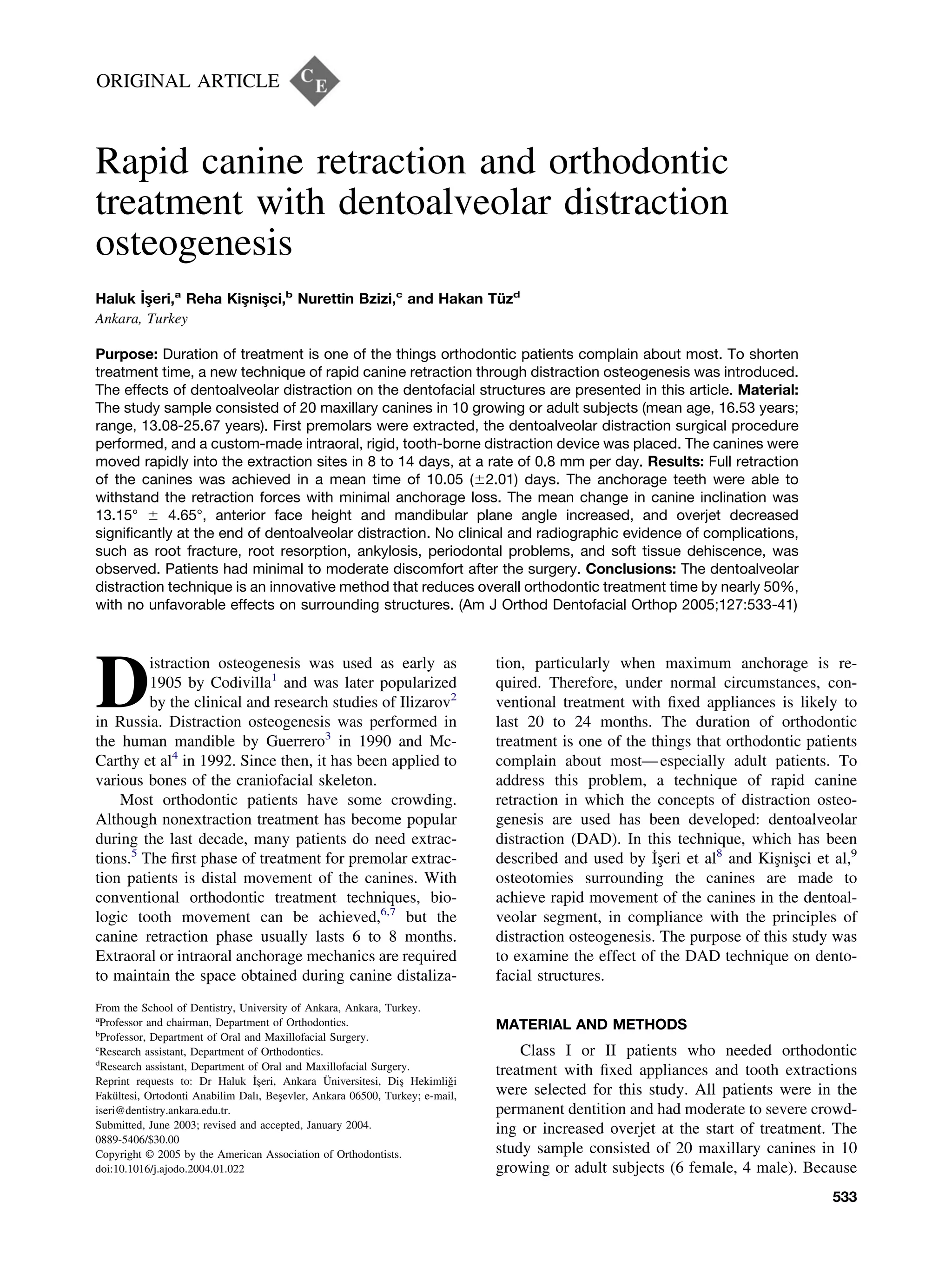 Rapid canine retraction and orthodontic treatment with dentoalveolar ...