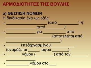 ΚΠΑ Γ' ΓΥΜΝΑΣΙΟΥ - 10.1.2 ΑΡΜΟΔΙΟΤΗΤΕΣ ΤΗΣ ΒΟΥΛΗΣ | ODP