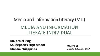 Media and Information Literacy (MIL) - 10. Media and Information ...
