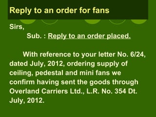 10. reply to an order | PPT