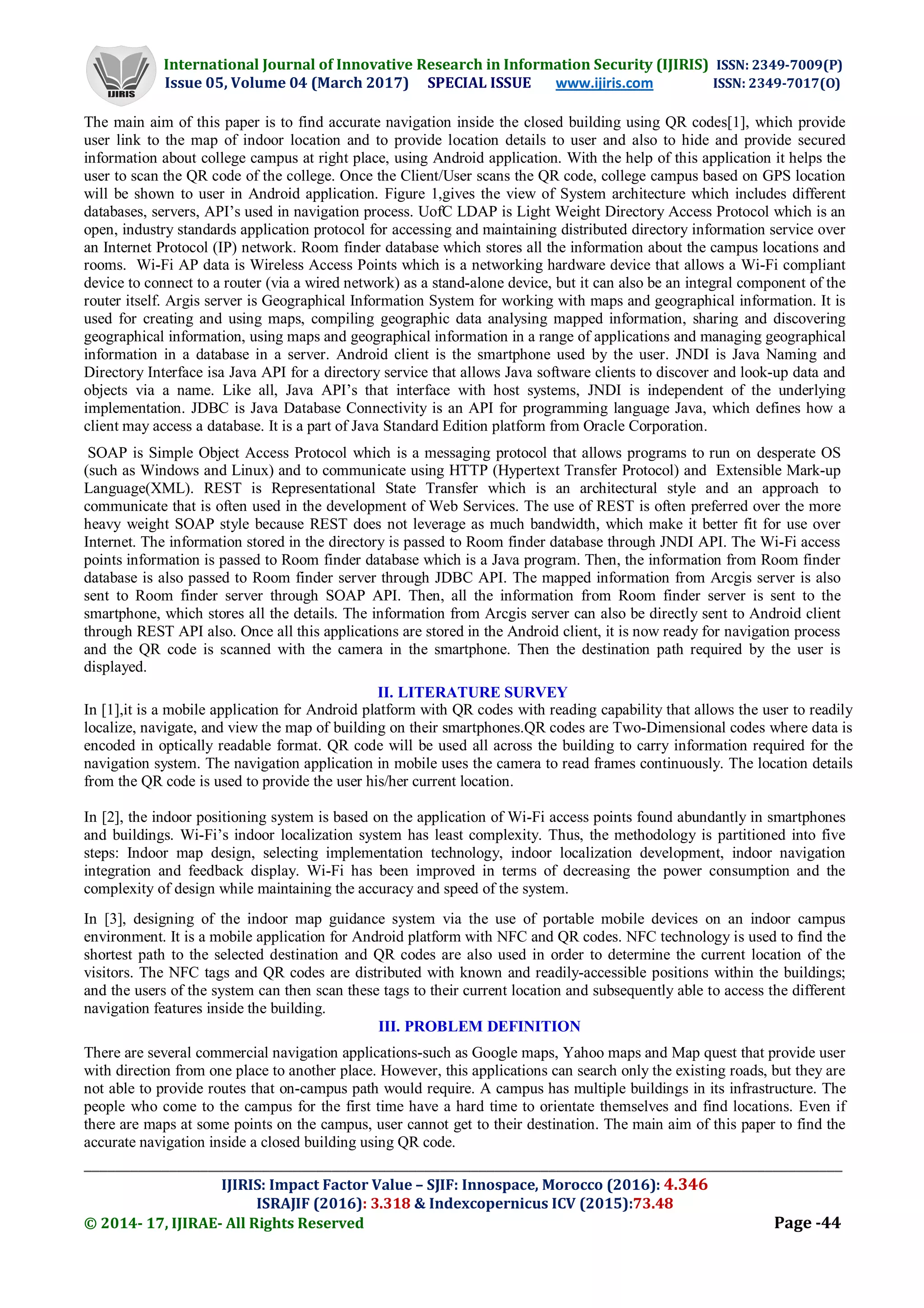 Navigation for Indoor Location Based On QR Codes and Google Maps – A Survey | PDF