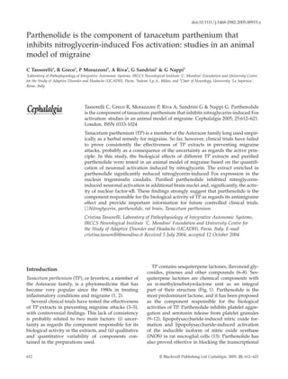 Parthenolide and Migraine | PDF