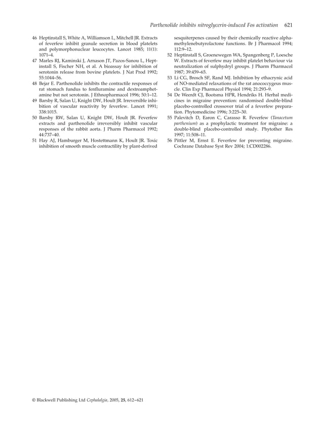 Parthenolide and Migraine | PDF