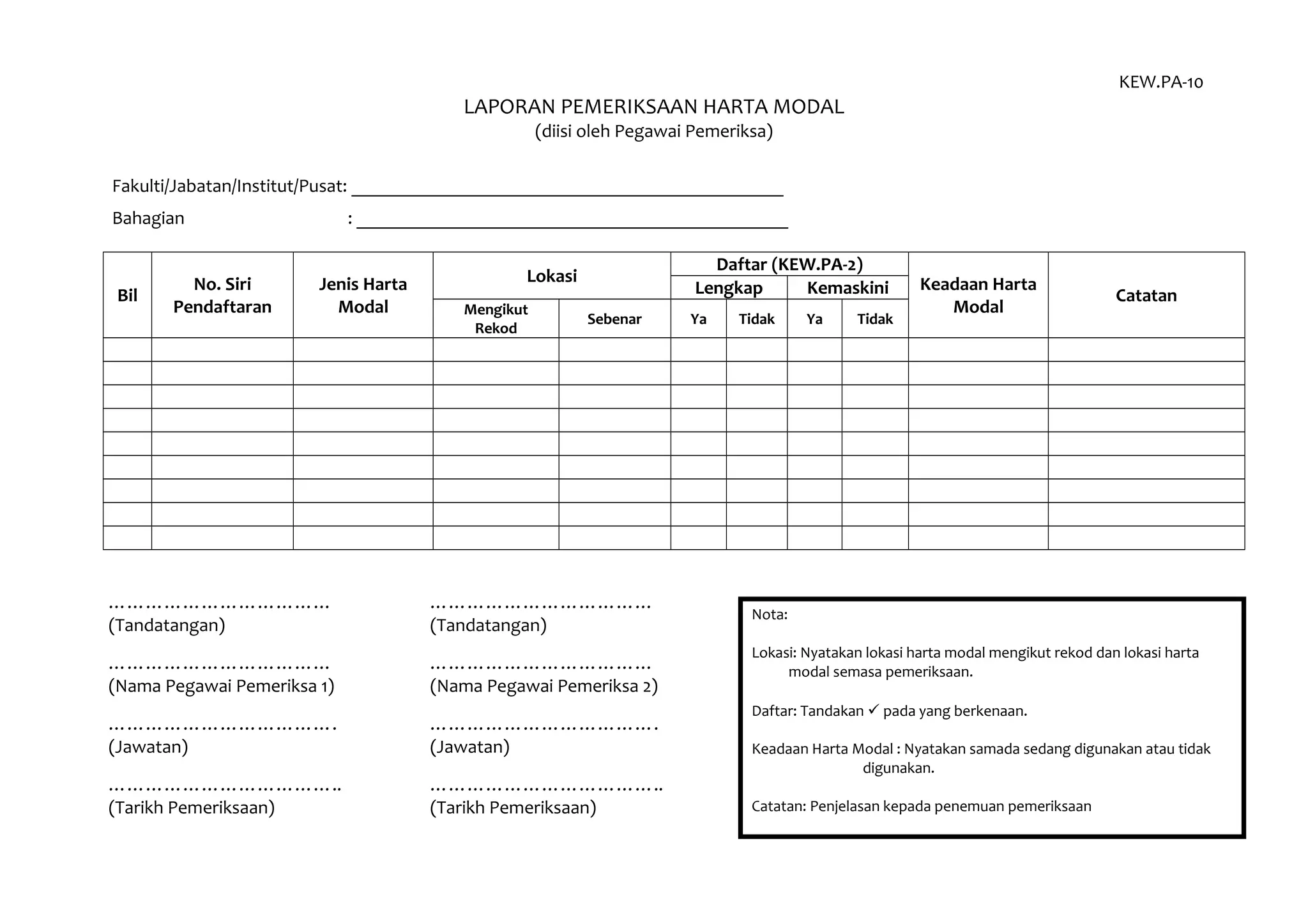 10.kew.pa 10 (laporan pemeriksaan harta modal) | DOC