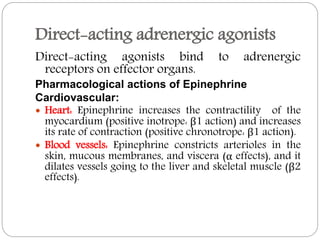 pharmacology of symphathetic system | PPTX