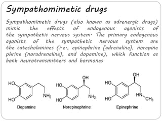 pharmacology of symphathetic system | PPTX