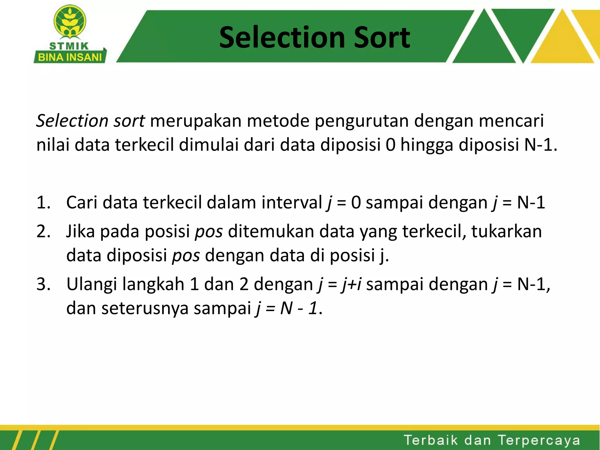 Pertemuan 10 Tehnik Sorting | PDF