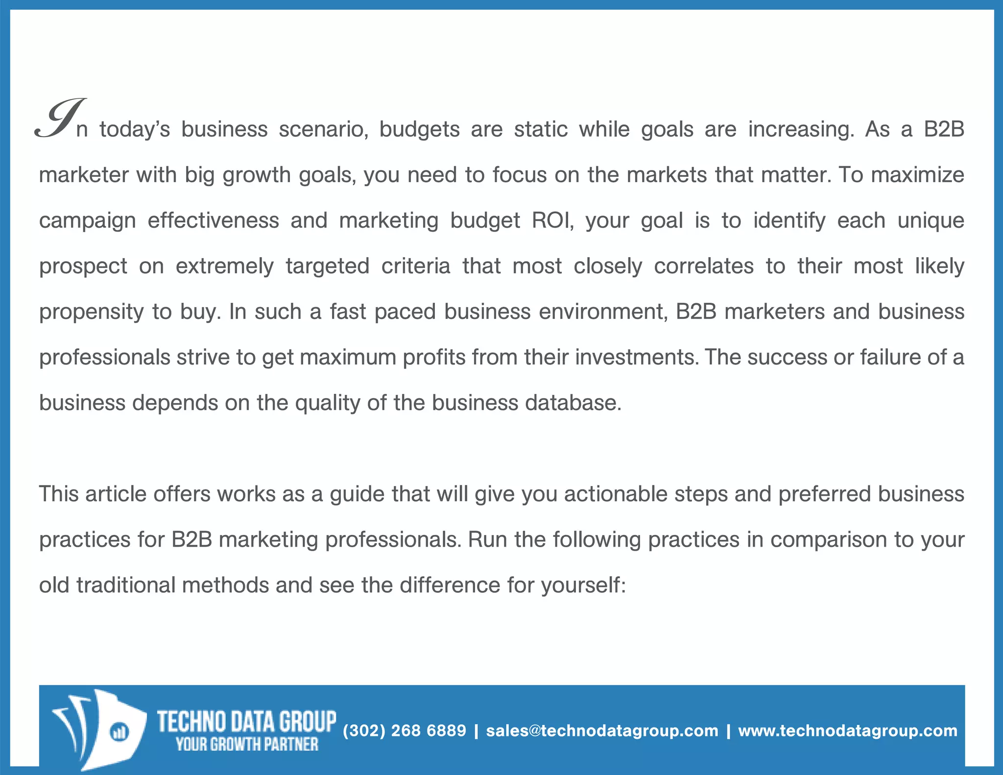 5 WAYS TO CREATE AND MANAGE B2B DATABASE EFFECTIVELY | PPT