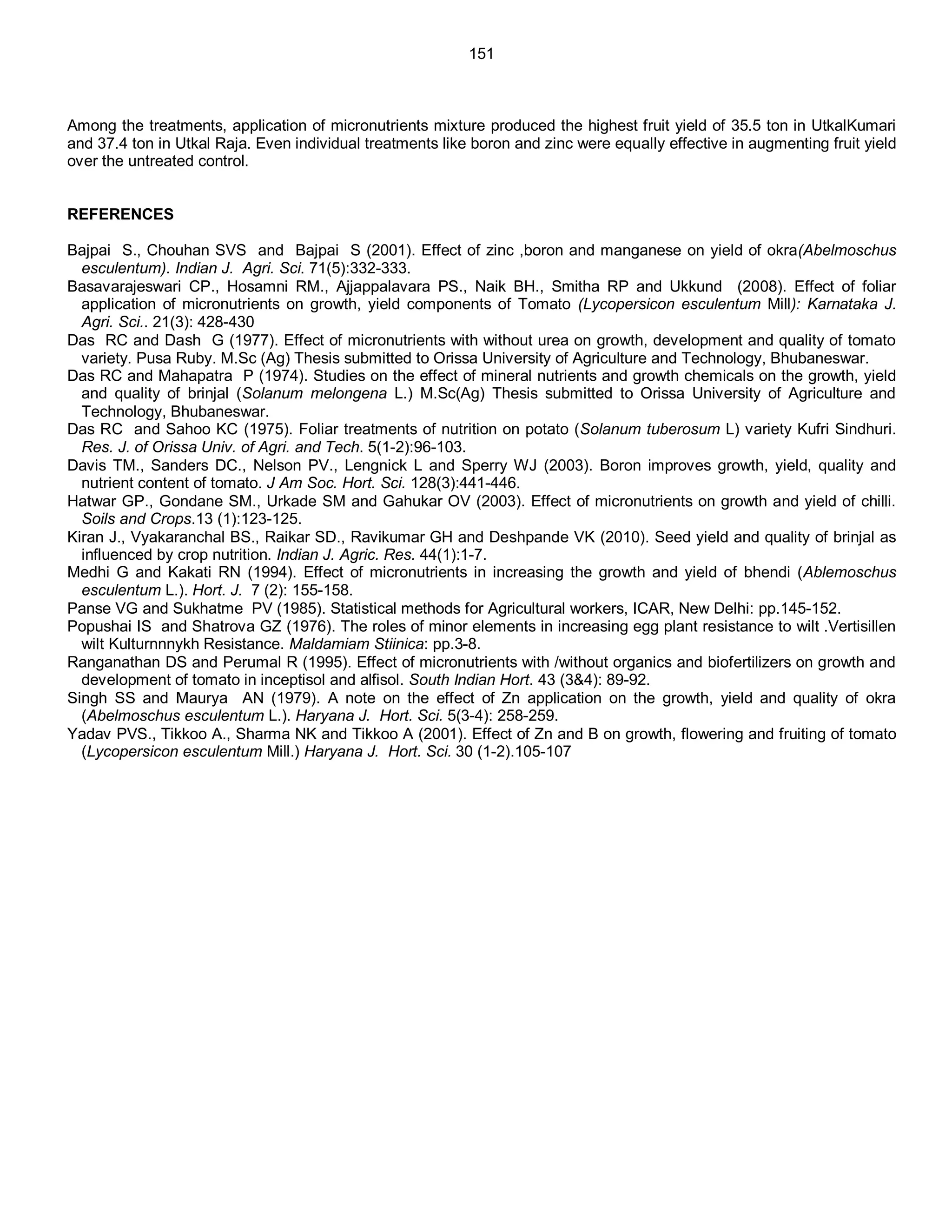 Foliar Application Of Micro Nutrients In Tomato Pdf