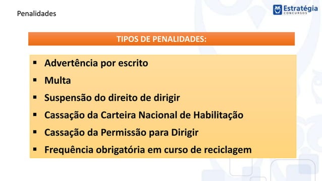 CTB Esquematizado - Penalidades e Medidas Administrativas | PPTX