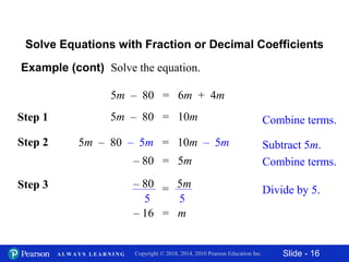 10.3 more on solving linear equations | PPTX