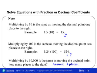 10.3 more on solving linear equations | PPTX