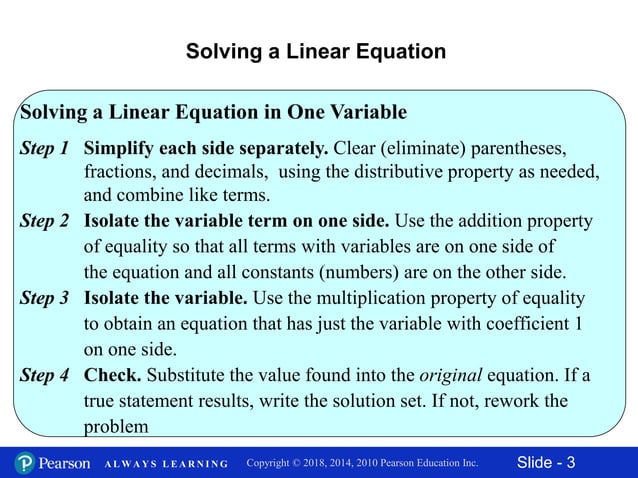 10.3 more on solving linear equations | PPT