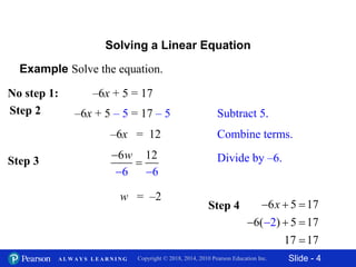10.3 more on solving linear equations | PPTX
