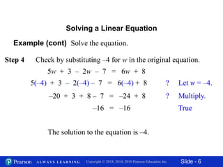 10.3 more on solving linear equations | PPTX