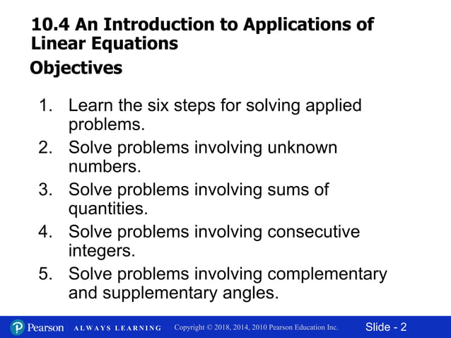10.4 applications of linear equations | PPTX | Chemistry | Science