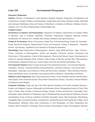 TS PGECET Environmental 2018 Syllabus | PDF