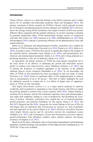 Effects of dietary thyme essential oil on hemato-immunological indices ...