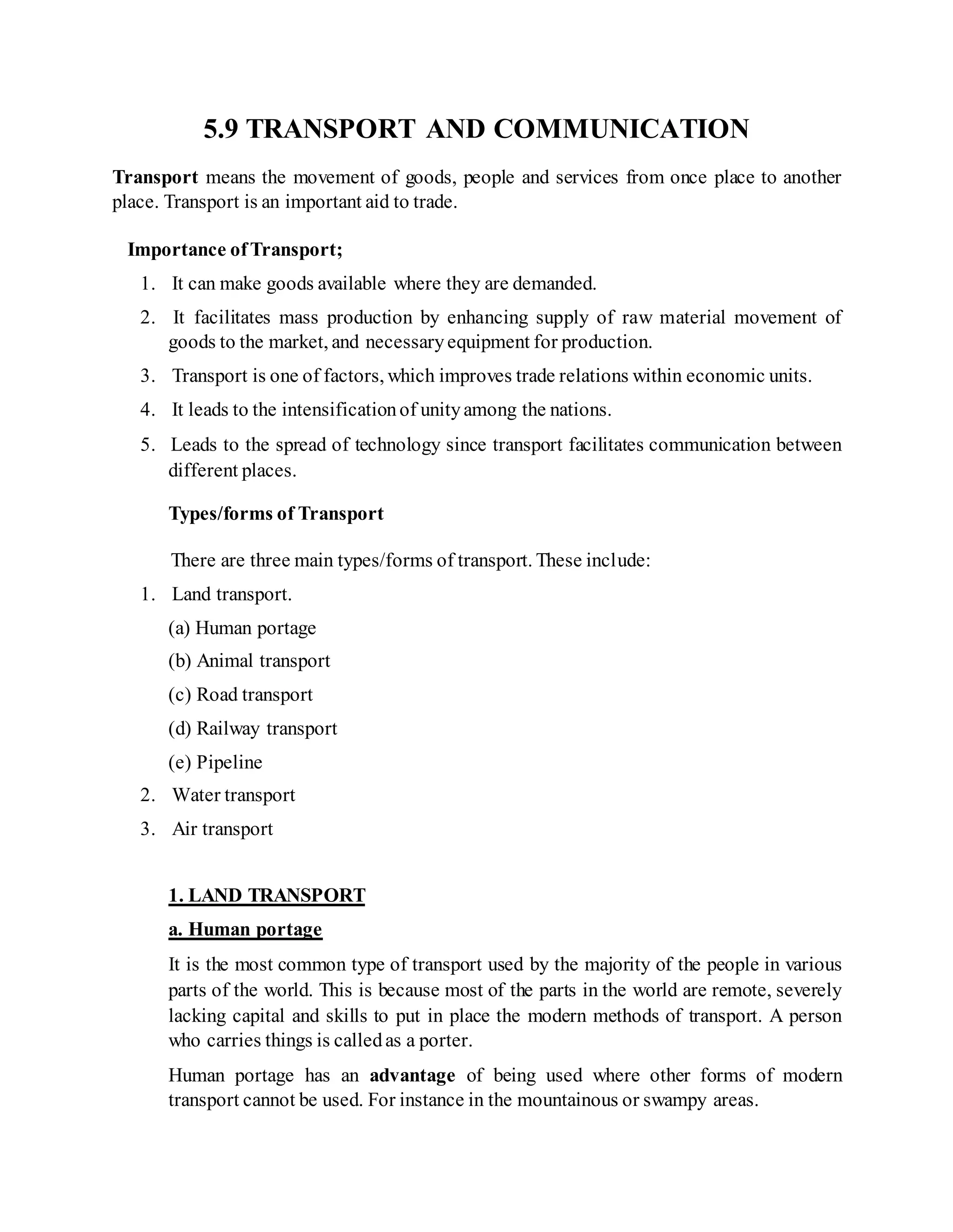 TRANSPORT AND COMMUNICATION | DOCX