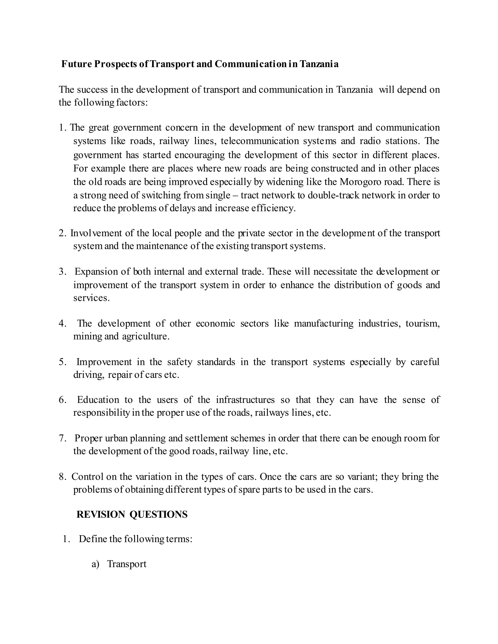 TRANSPORT AND COMMUNICATION | DOCX